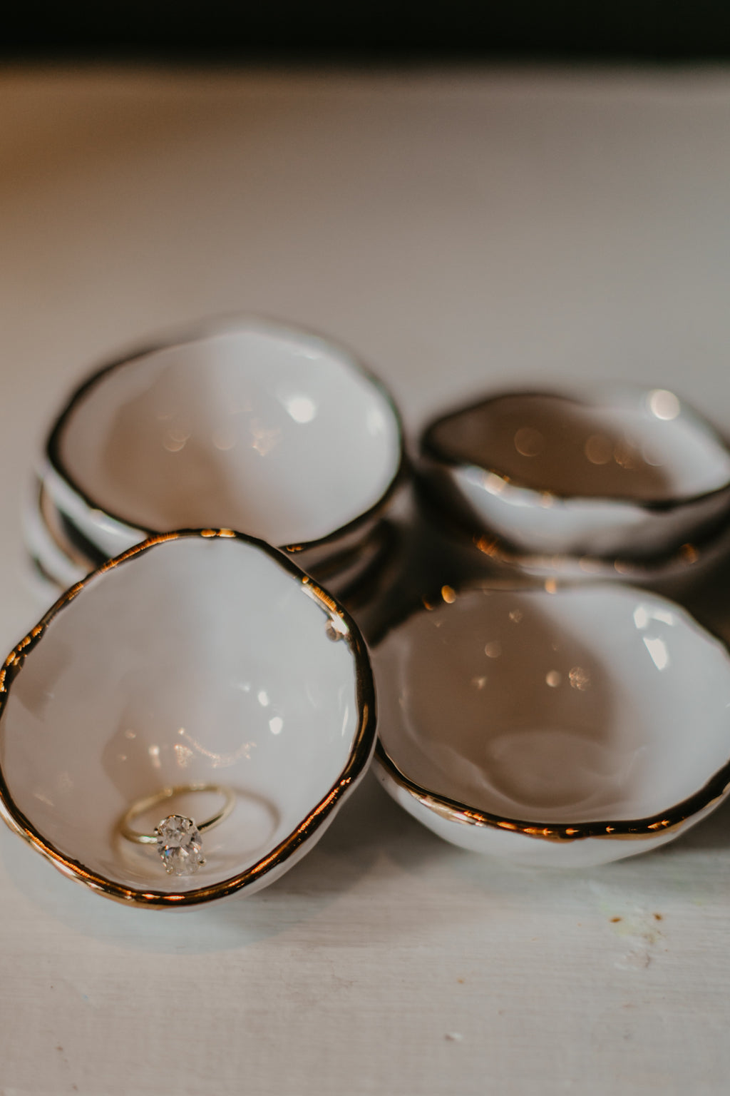 Gold Rim Pottery Dish – The Little Shed Flower Co.